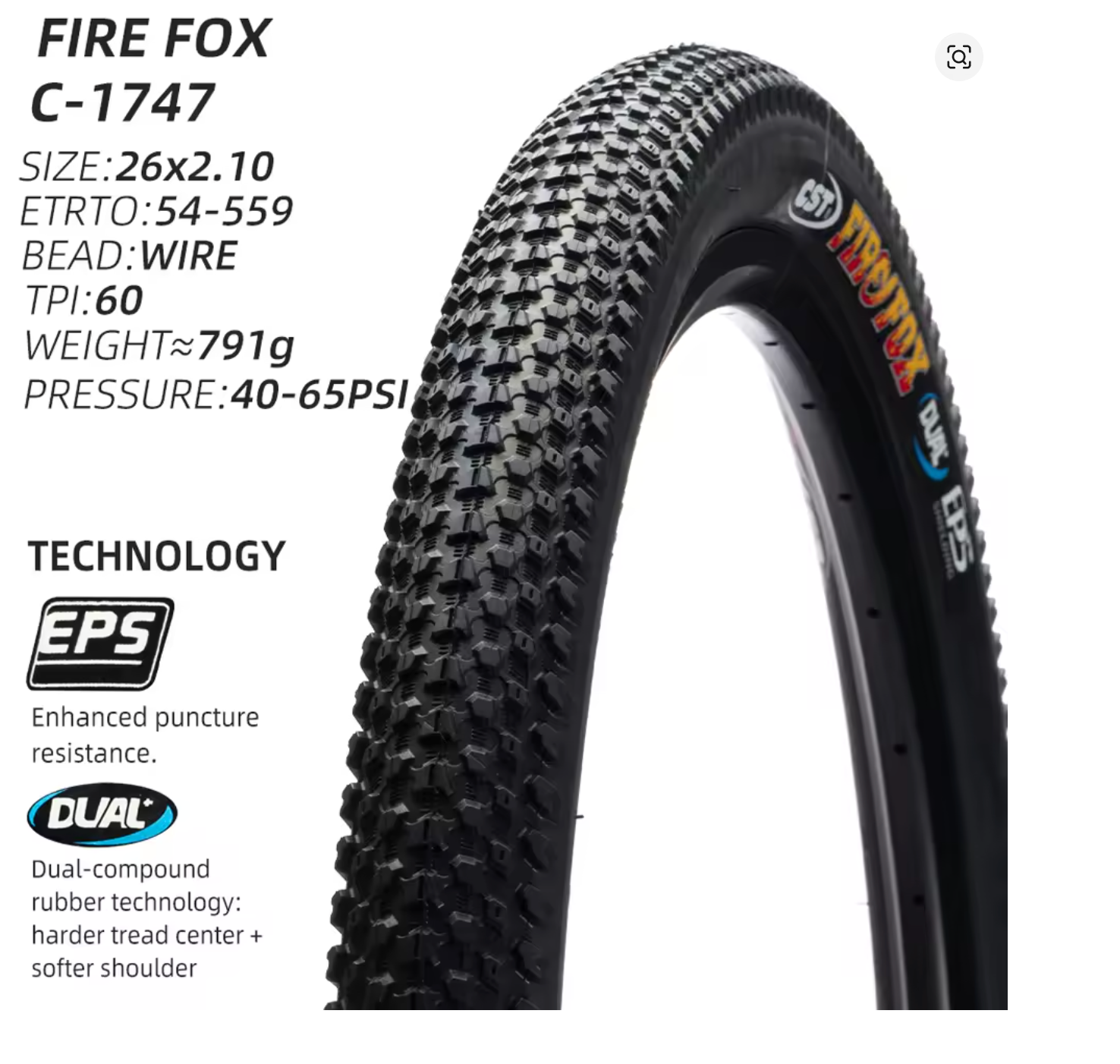 CST 26 x 2.1 MTB Tyre | EPS Puncture Resistant | Dual Compound Technol ...